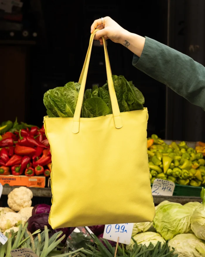 Nefeli Tote Bag | Lemon Leather - Leathermount Accessories